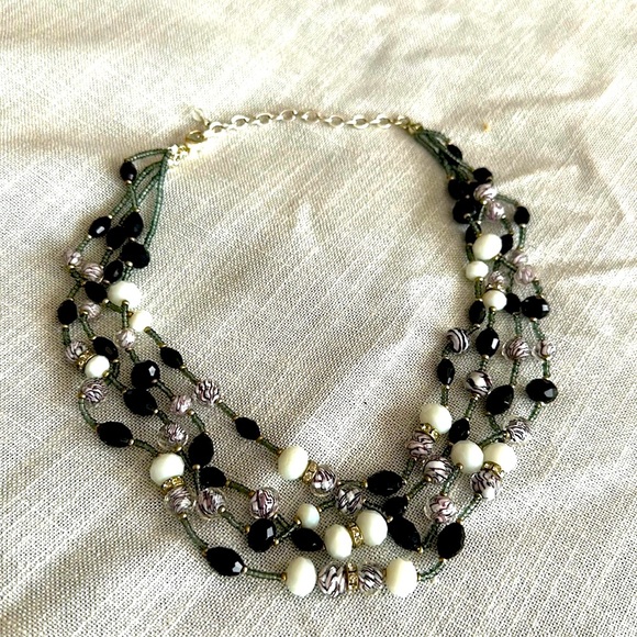 Artisan | Jewelry | Gorgeous Black White Silver Four Strand Sparkling ...